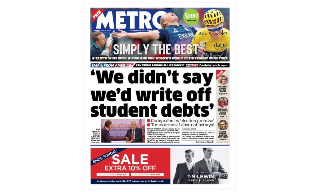 Front Page Strip - Mail Metro Media